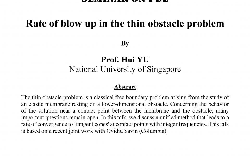Department of Mathematics - Seminar on PDE - Rate of blow up in the ...