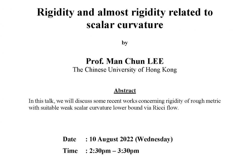 Department of Mathematics - Seminar on Pure Mathematics - Rigidity and ...