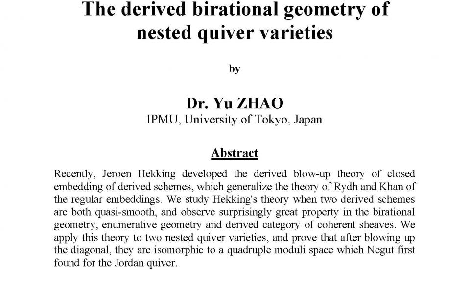 Department of Mathematics - Seminar on Pure Mathematics - The derived ...