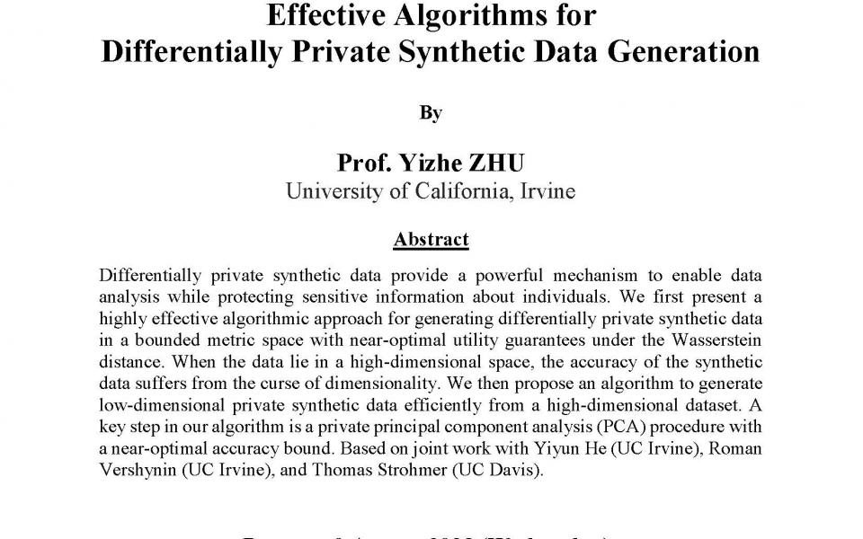 Department of Mathematics - Seminar on Statistics - Effective ...