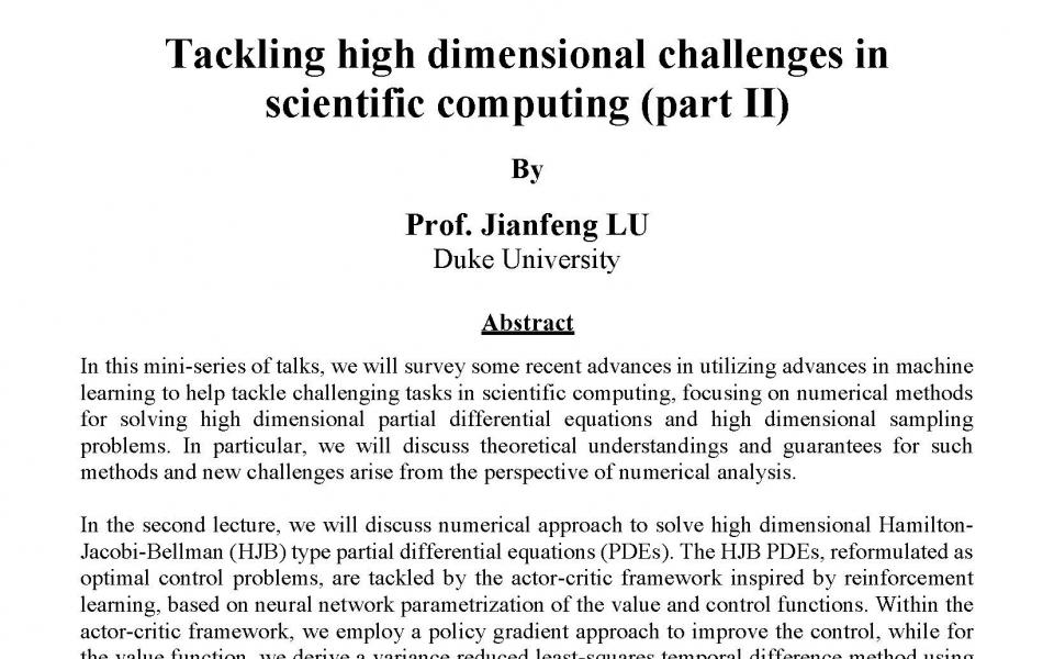 Department of Mathematics - Seminar on Applied Mathematics - Tackling ...