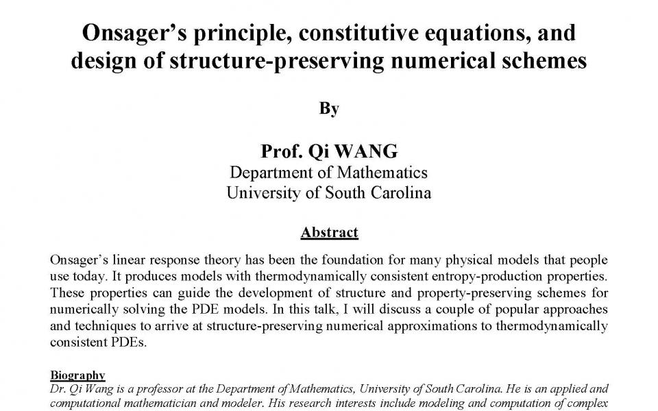 Department of Mathematics - Seminar on Applied Mathematics - Onsager’s ...
