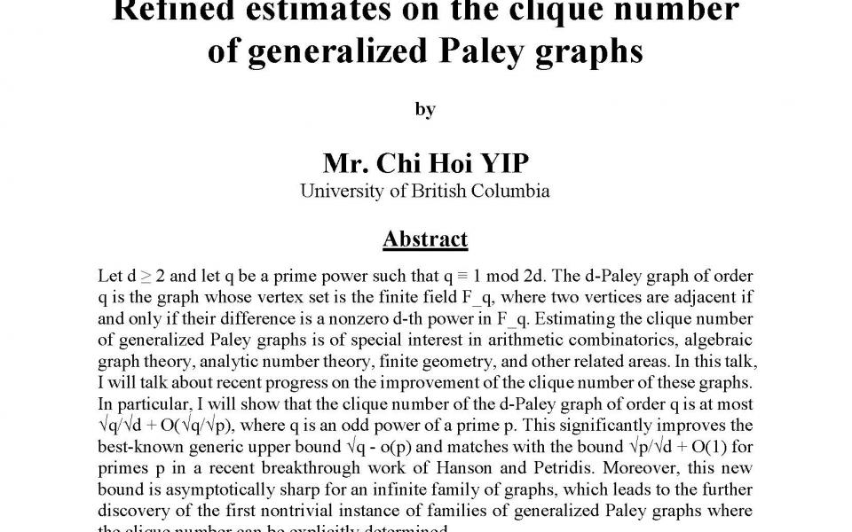 Department of Mathematics - Seminar on Pure Mathematics - Refined ...