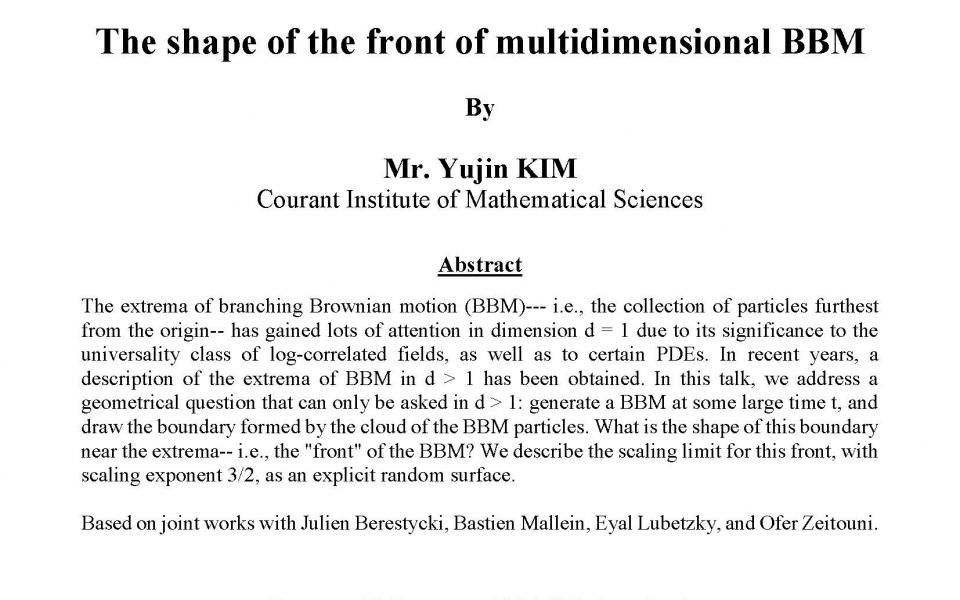 Department of Mathematics - Seminar on Probability - The shape of the ...