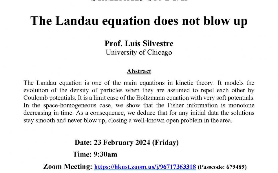 Department of Mathematics - Seminar on PDE - The Landau equation does ...