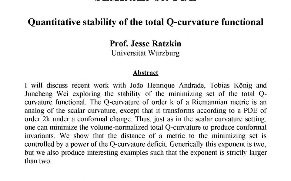 Department of Mathematics - Seminar on PDE - Quantitative stability of ...