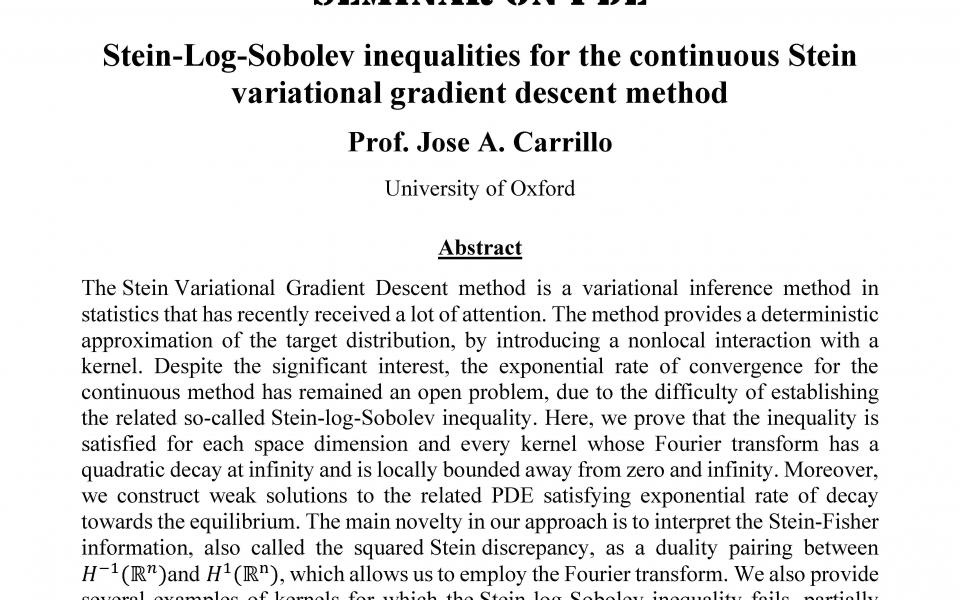 Department of Mathematics - Seminar on PDE - Stein-Log-Sobolev ...