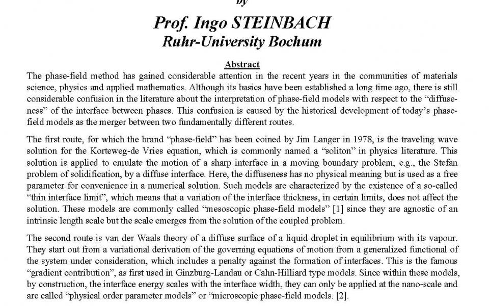 Seminar on Applied Mathematics - Why Phase-Field? | University Event ...