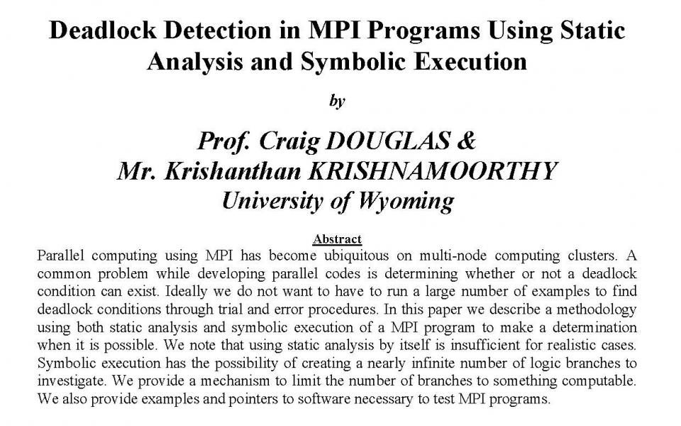 Seminar on Applied Mathematics - Deadlock Detection in MPI Programs ...