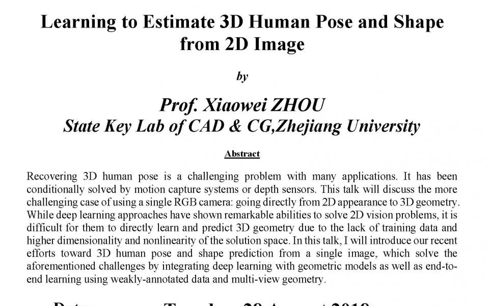 Math Department Seminar on Data Science - Learning to Estimate 3D Human ...