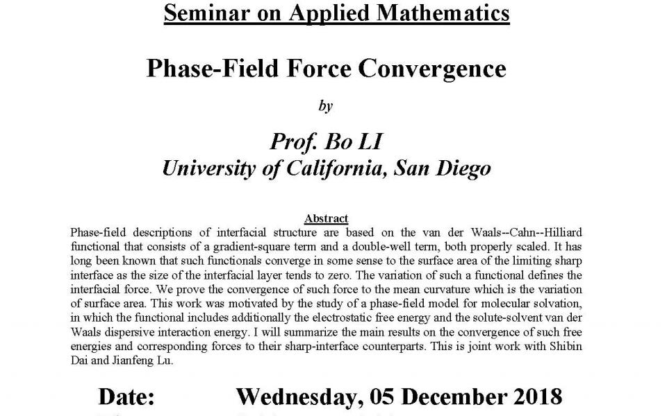 Seminar on Applied Mathematics - Phase-Field Force Convergence | 大学活动日历 ...