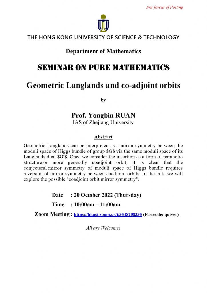 Department of Mathematics - Seminar on Pure Mathematics - Geometric ...
