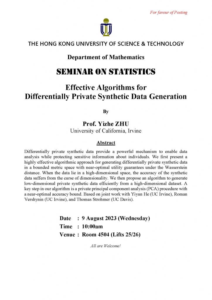 Department of Mathematics - Seminar on Statistics - Effective ...