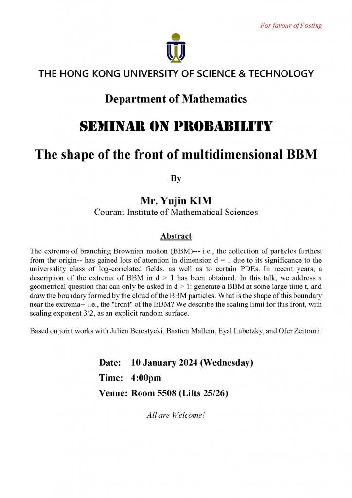 Department of Mathematics - Seminar on Probability - The shape of the ...