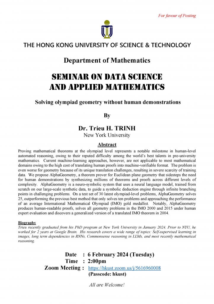 Seminar on Data Science and Applied Mathematics - Solving olympiad ...