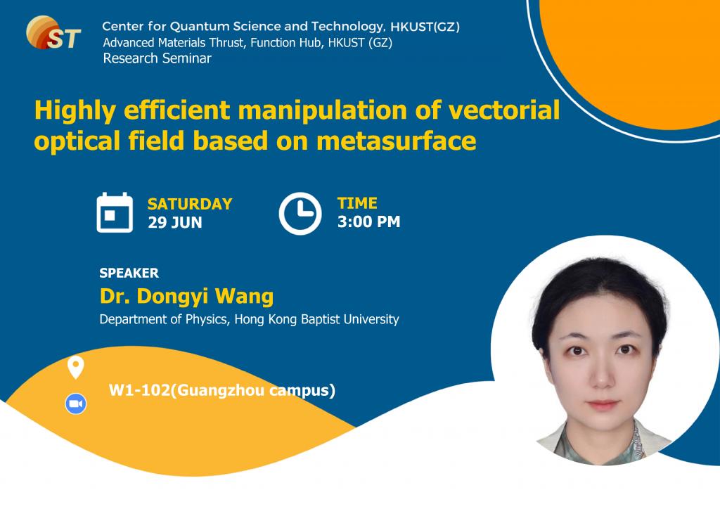 QST Seminar - Highly efficient manipulation of vectorial optical field based on metasurface ...