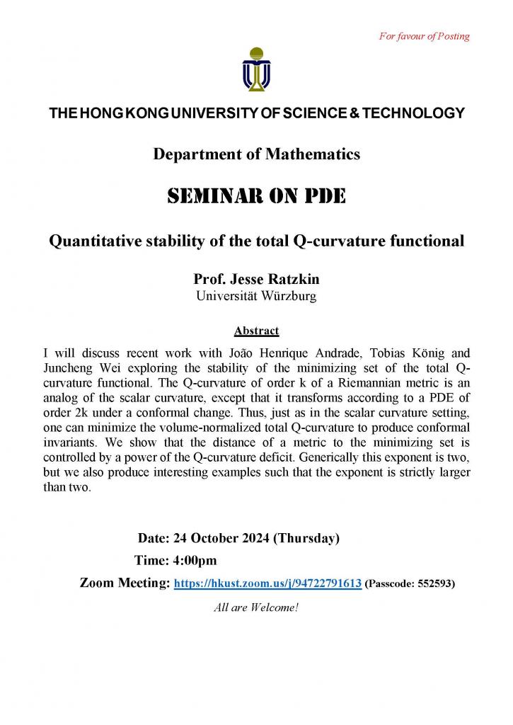 Department of Mathematics - Seminar on PDE - Quantitative stability of ...