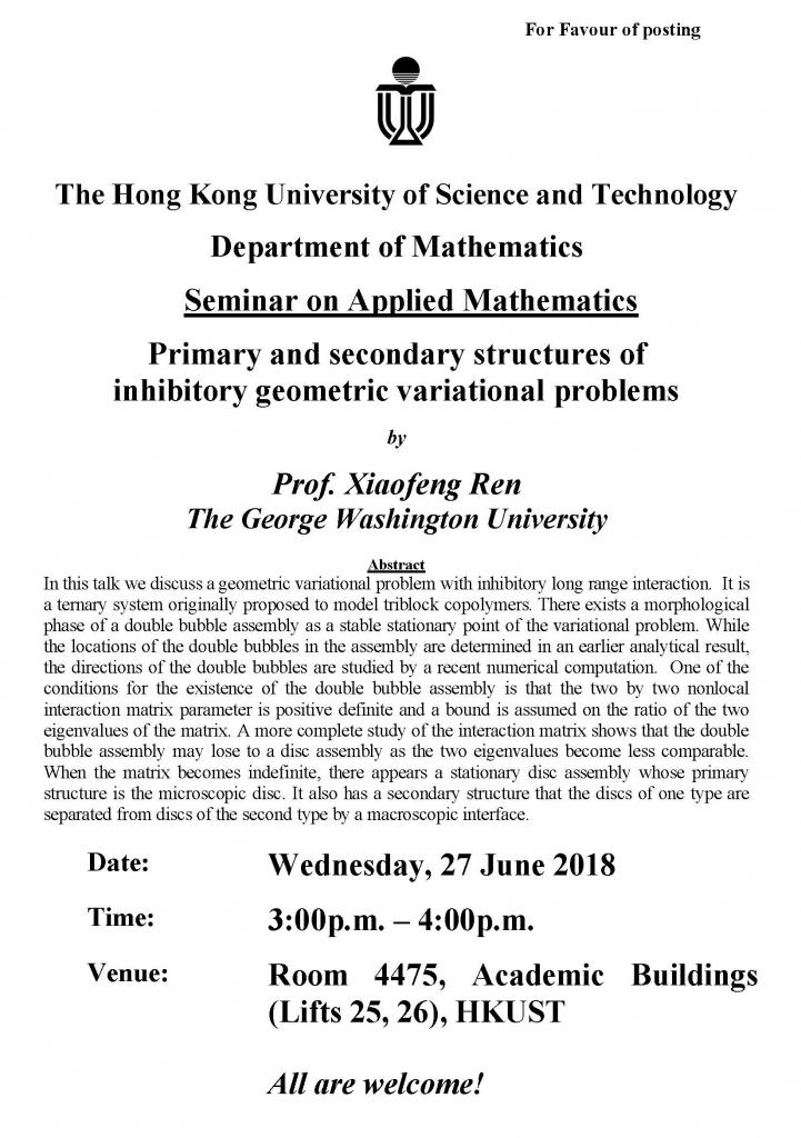 Math Department Seminar on Applied Mathematics - Primary and secondary ...