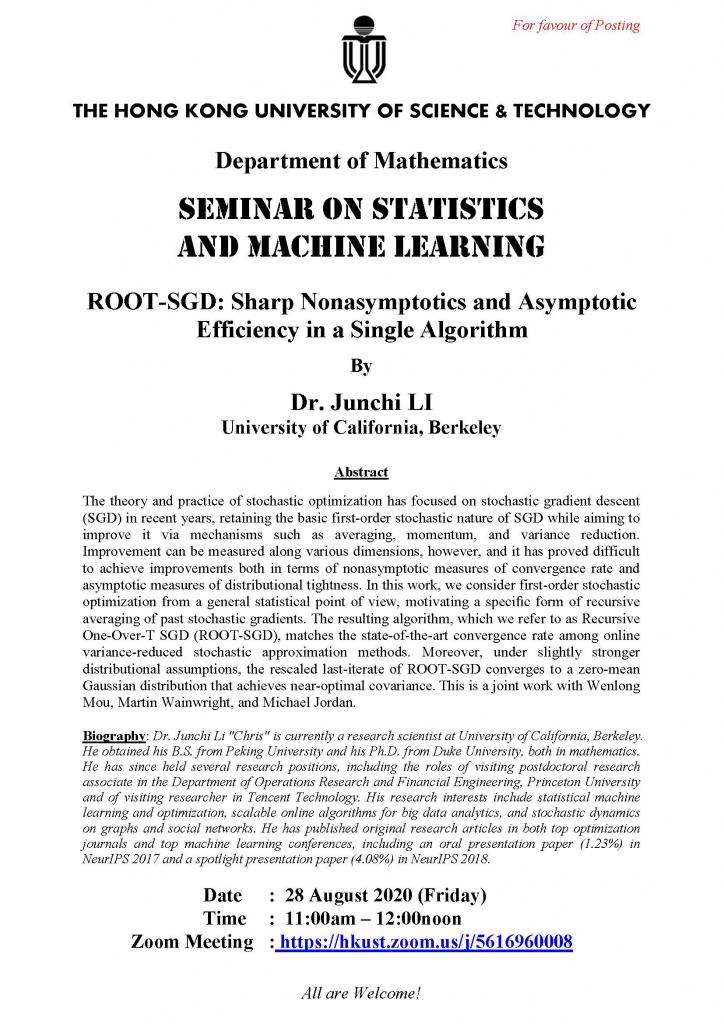 MATH - Seminar on Statistics and Machine Learning - ROOT-SGD: Sharp ...