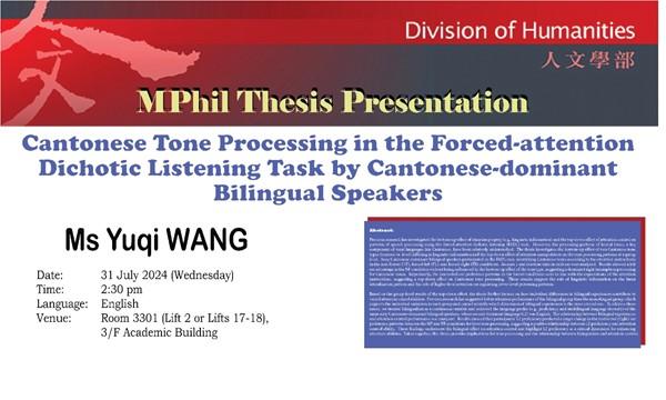 HUMA MPhil Thesis Presentation - Cantonese Tone Processing in the ...